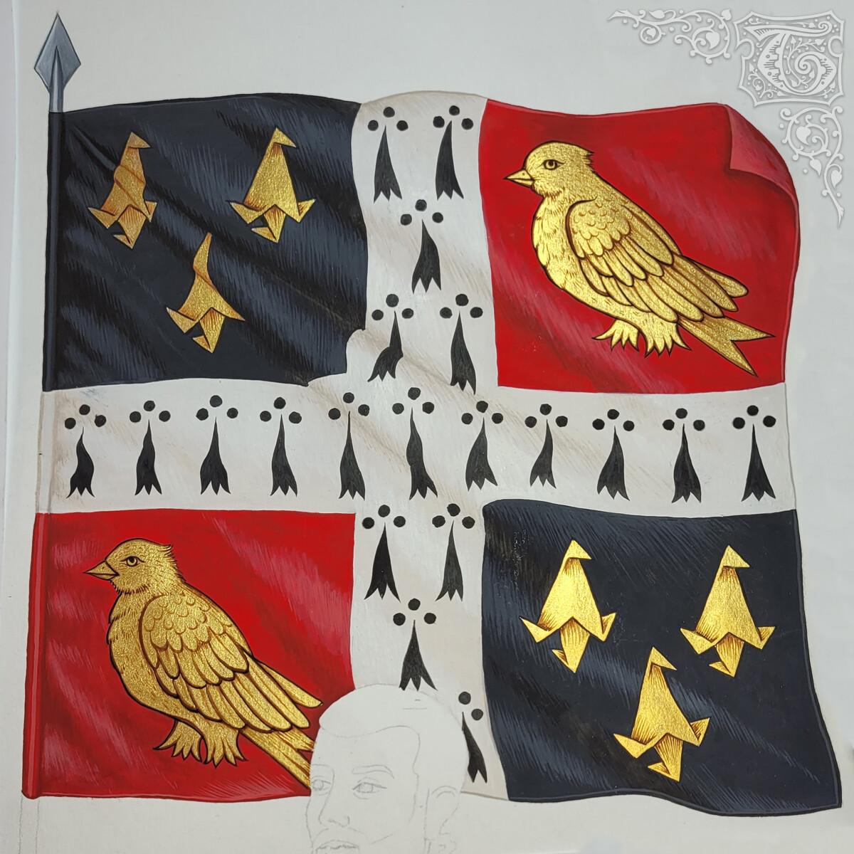 Heraldic painting of a Conquistador