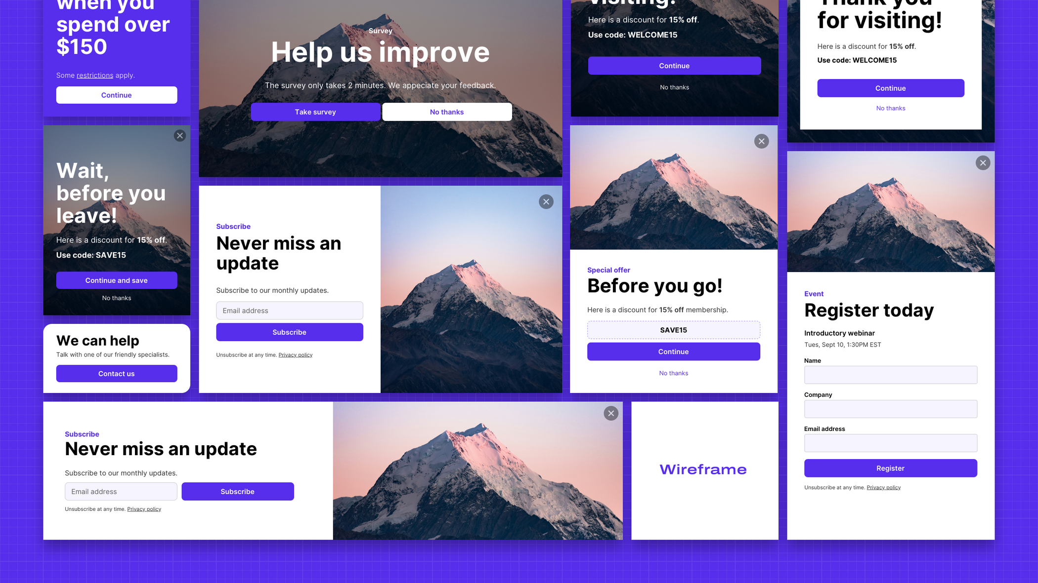 Wireframe Popup Design Kit