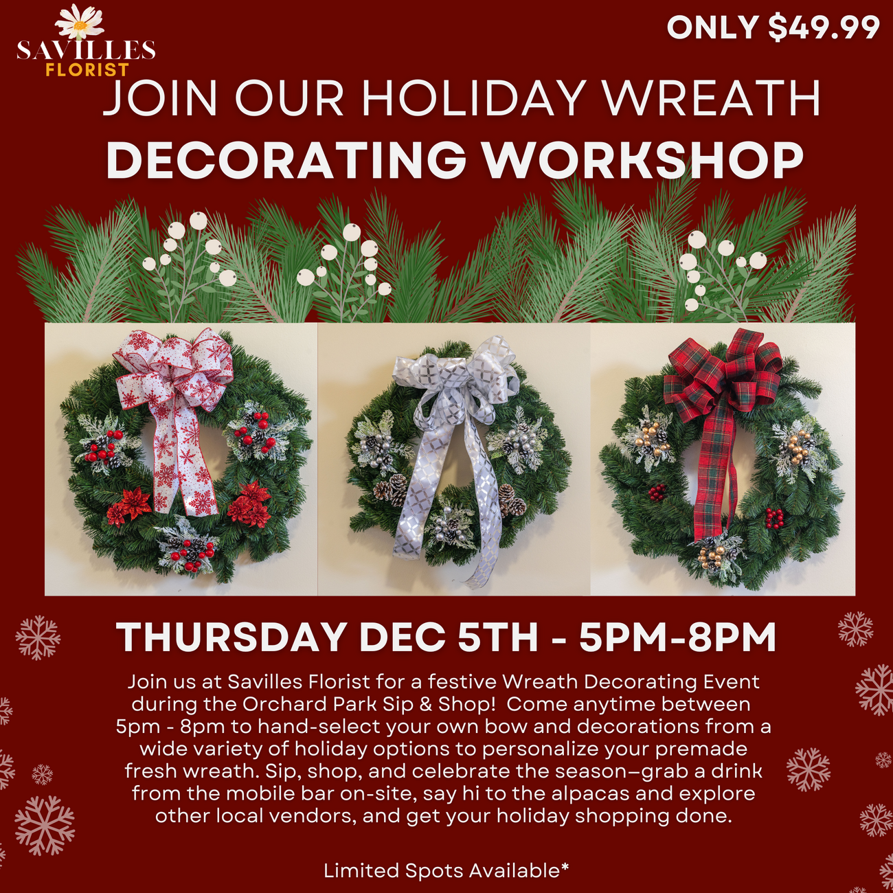 Wreath Decorating Workshop - Savilles Florist