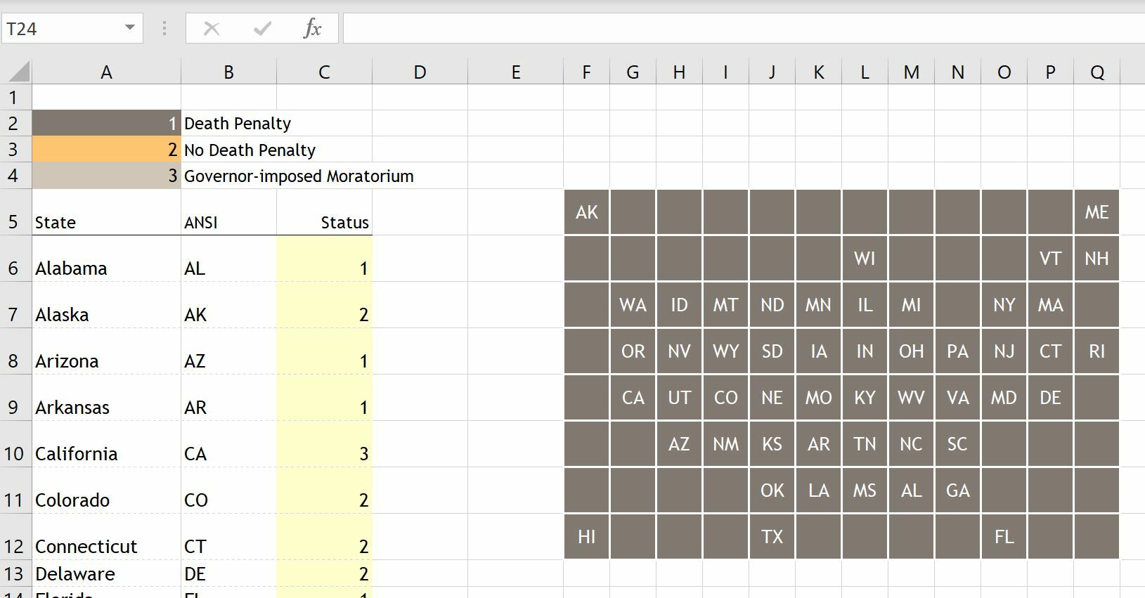 How to create a Grid Map in Excel