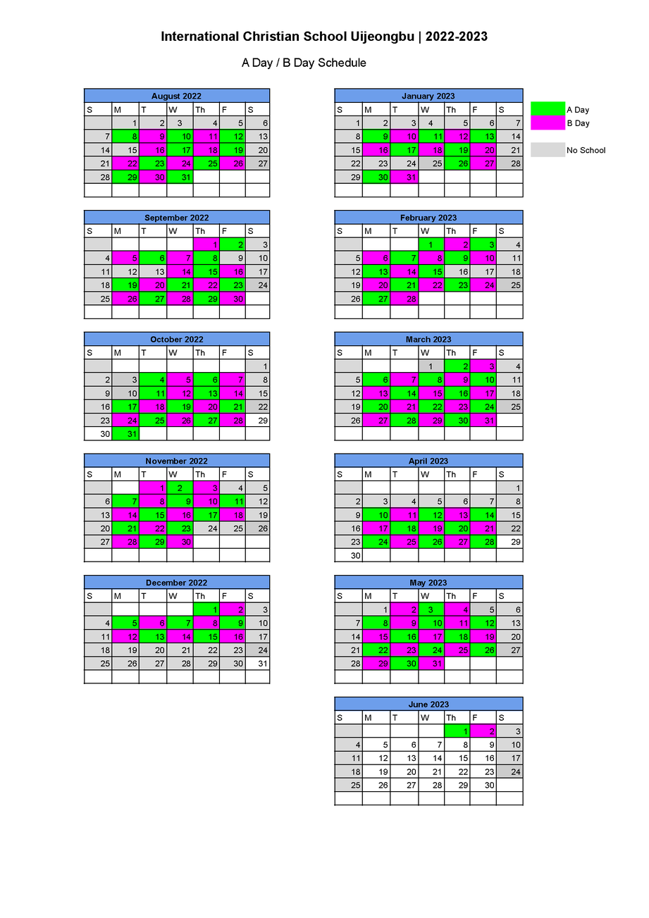 ICSU A B Day Calendar