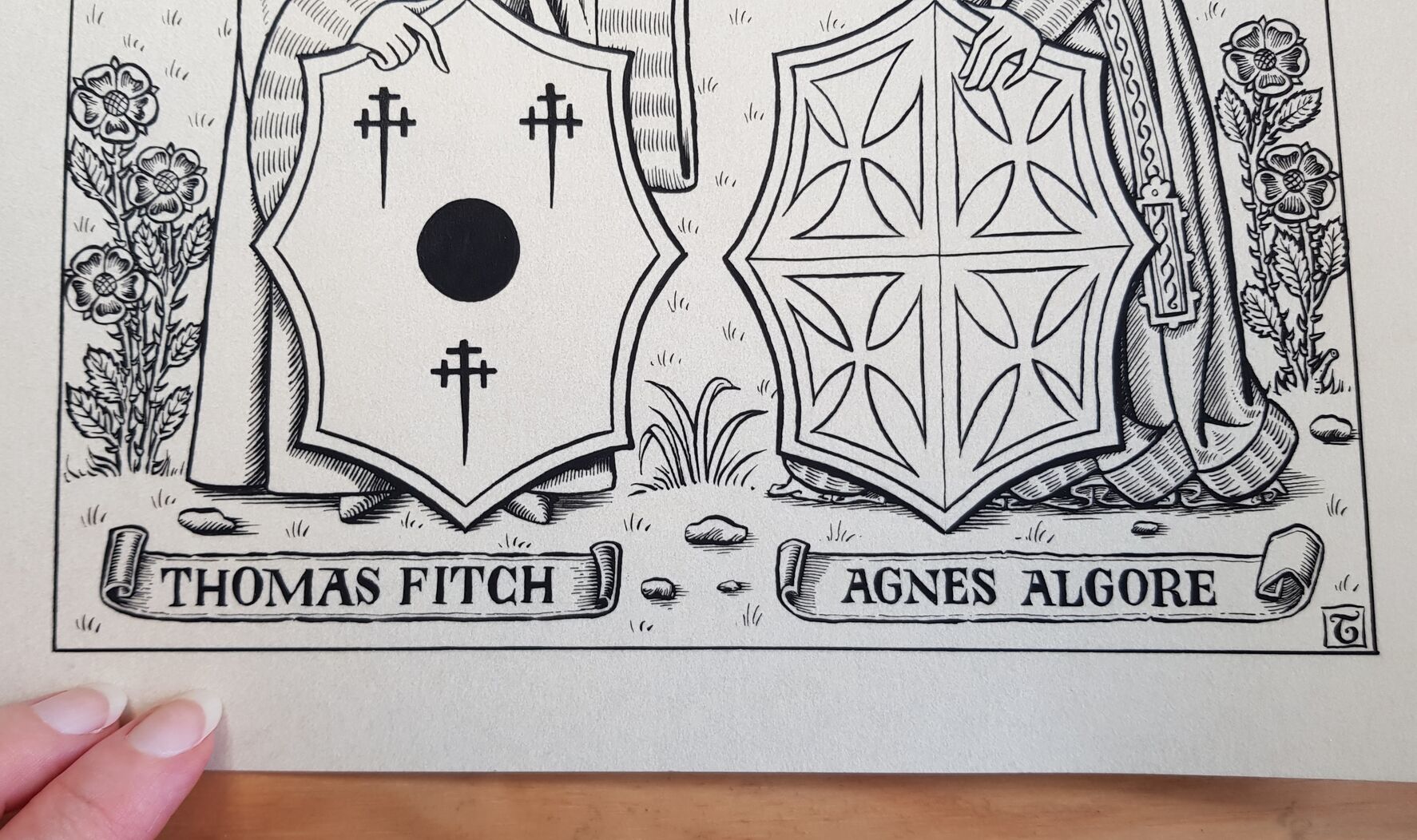 Heraldic bookplate featuring the arms of Mr Brenton Simons