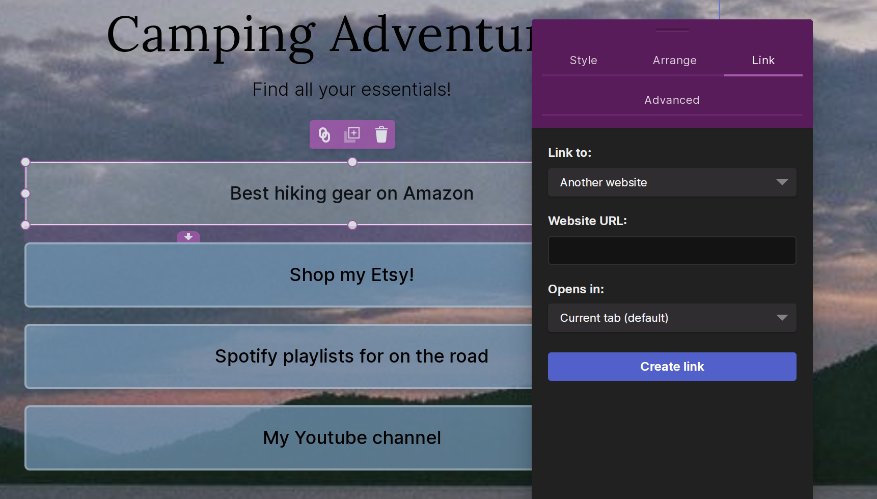 Creating a Link Page with Pagecloud! - Pagecloud Blog - Web Design ...