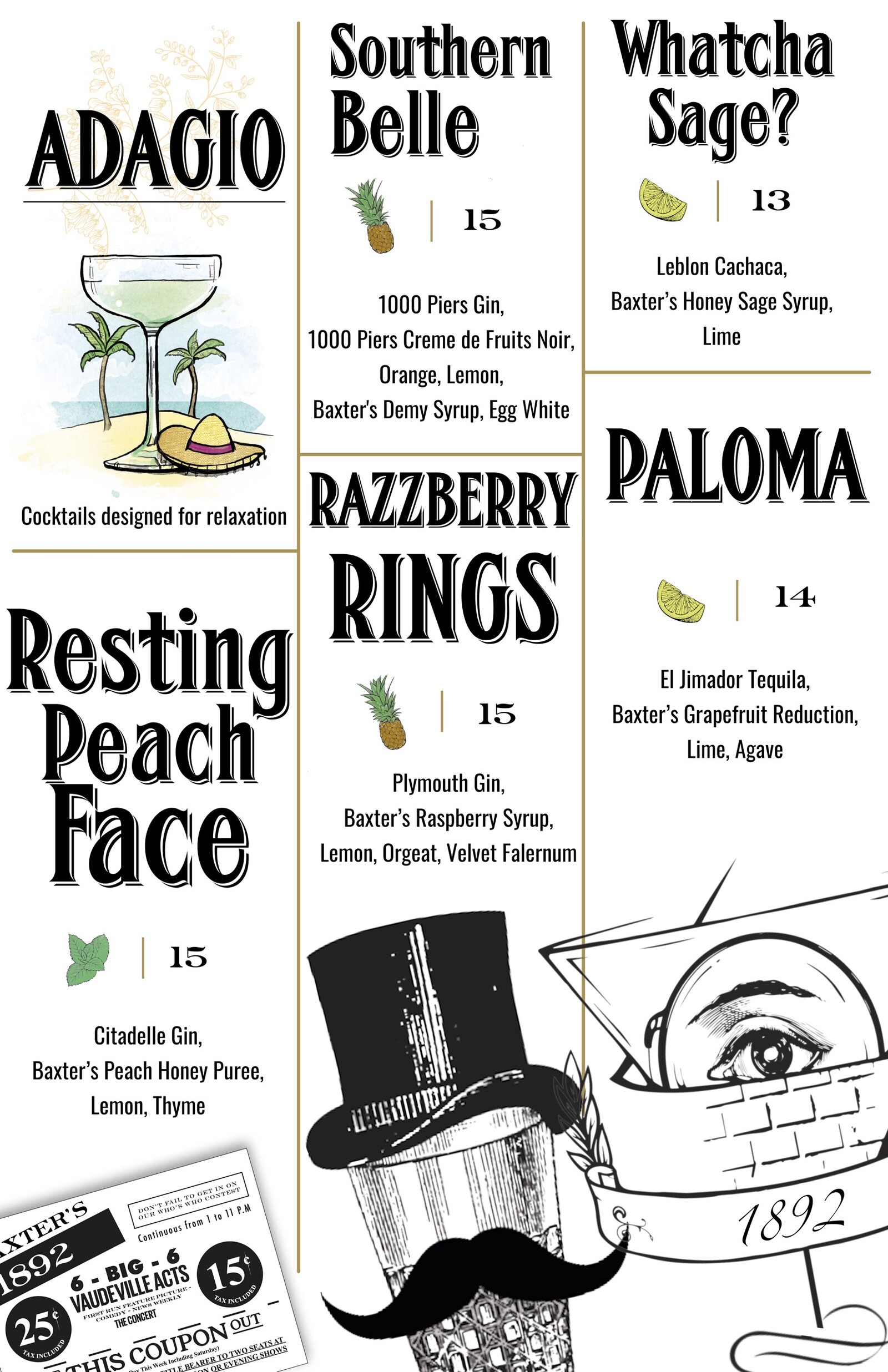 Baxter's 1892 Restaurant - Menu