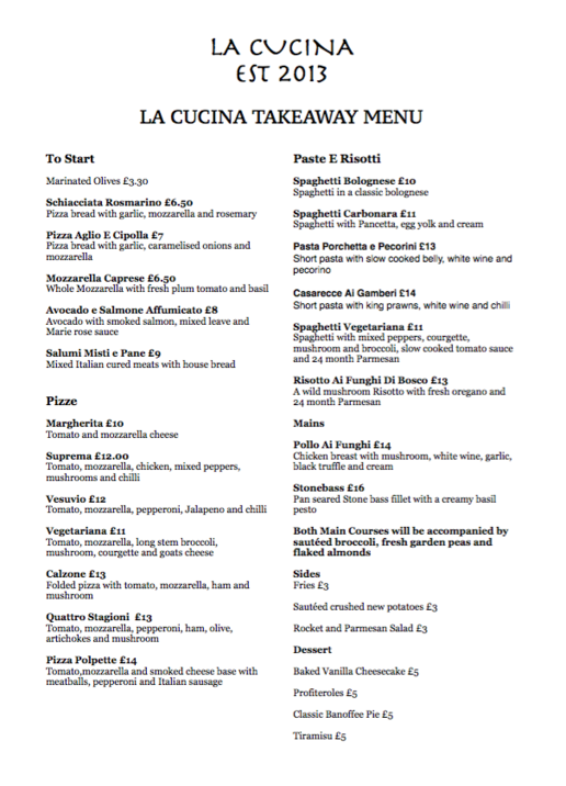 Events at La cucina