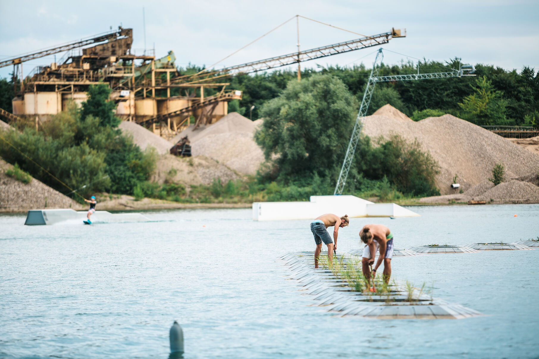 Floating reeds and wavebreakers