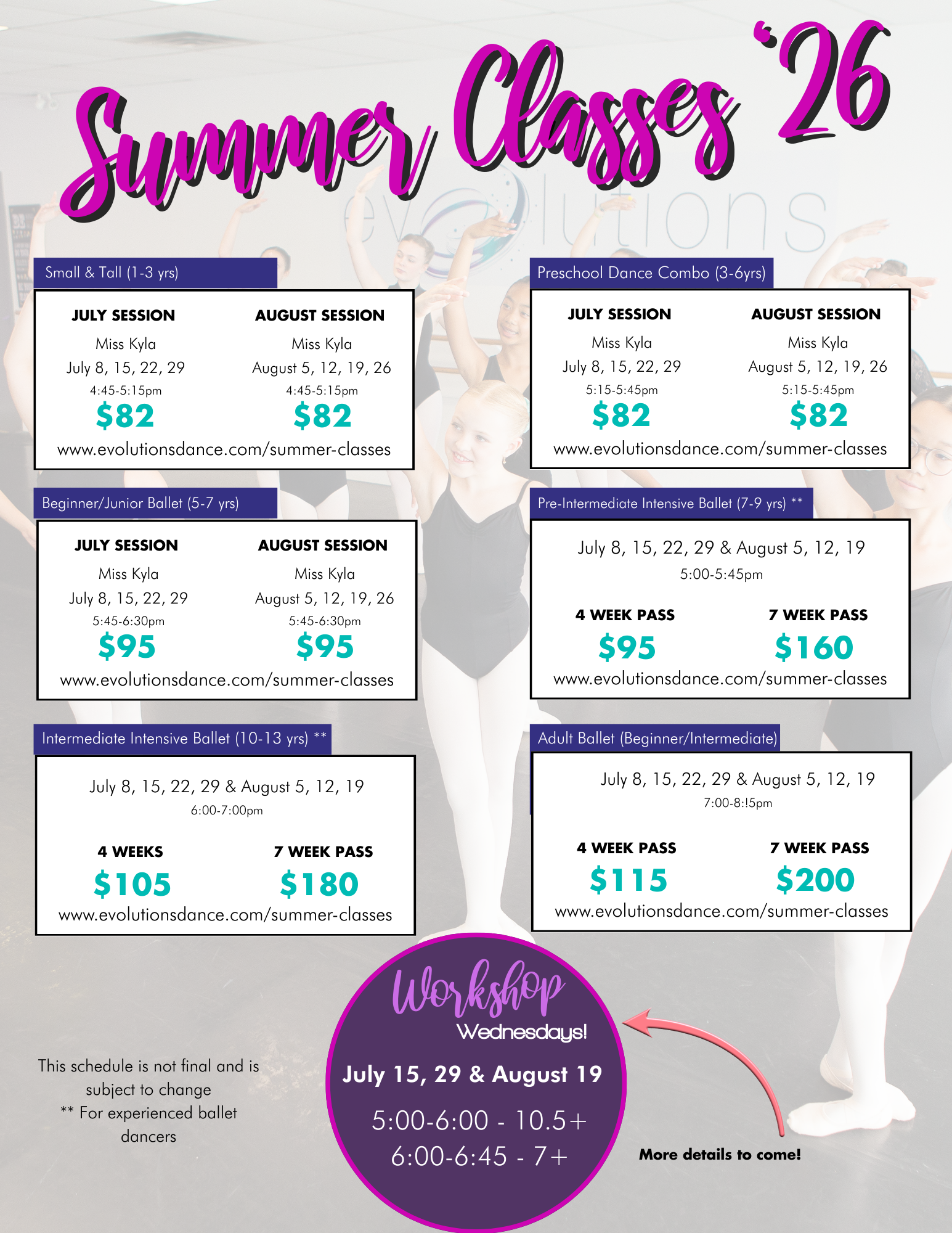 Summer Evening Classes | Evolutions School of Dance | Calgary, Ab