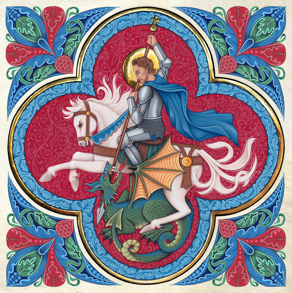 St George and the Dragon in quatrefoil