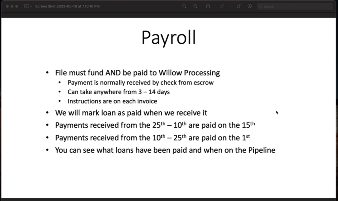Willow Processing | Training - Portal-Sr
